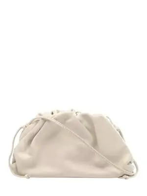 BOTTEGA VENETA Bottega Veneta Off White Leather Ruched Mini Pouch Shoulder Bag