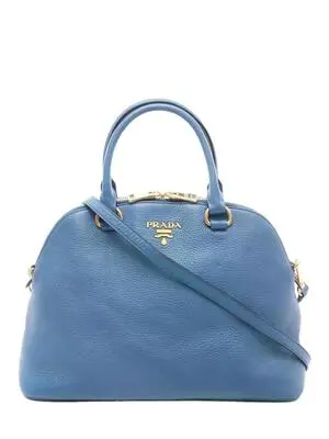 Prada Vitello Dino Tote Bag - Blue