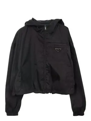 Prada Re-nylon Hooded Jacket With Triangle Logo - Black