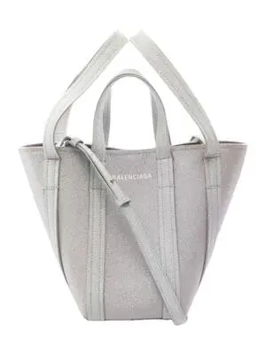 BALENCIAGA Balenciaga Silver Canvas Glitter-Effect Everyday XS Bucket Bag