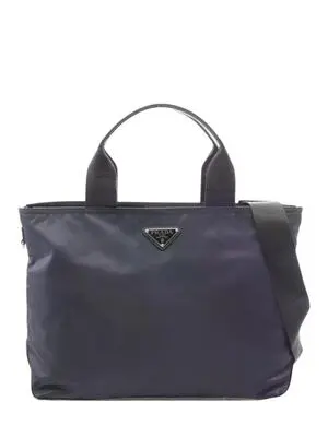 Prada Prada Vela 2-Way Saffiano-Leather Tote Bag Blue