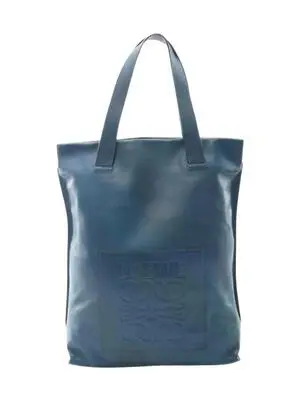 Loewe Anagram Embossed Leather Tote Bag - Blue