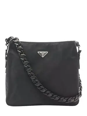 Prada Tessuto Bacheli Chain Shoulder Bag - Black