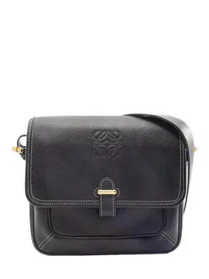 Loewe Anagram Embossed Leather Crossbody Bag - Black