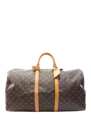LOUIS VUITTON Monogram Keepall 55 Boston Luggage Bag - Brown