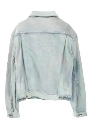 Dior Kenny Scharf Logo Embroidered Denim Jacket - Blue