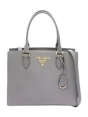 Prada Saffiano Leather Tote Bag - Grey