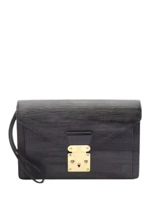LOUIS VUITTON Epi Leather Pochette Sellier Dragonne Clutch - Black