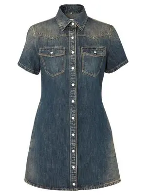 Fendi Denim Shirt Dress With Western Yoke - Blue