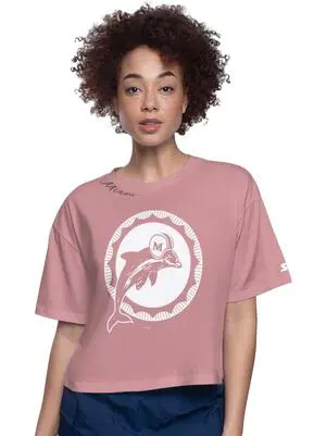 STARTER Miami Dolphins Play The Ball Cropped T-shirt By - Pink