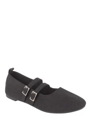Tahari Avellino Mary Jane Flats With Buckle Straps - Black