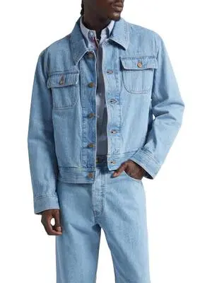 Thom Browne Selvedge Denim Backstrap Utility Jacket - Light Blue