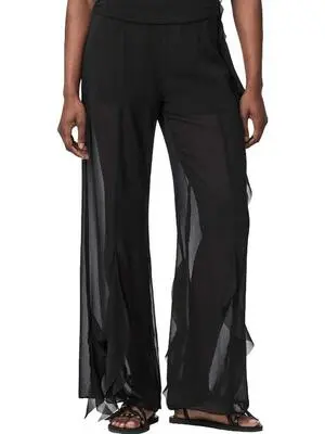 ALLSAINTS Minna Ruffled Wide Leg Trousers - Black