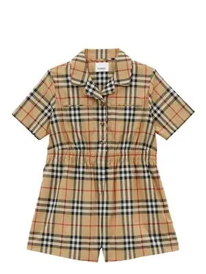 Burberry Vintage Check Stretch-cotton Twill Playsuit - Yellow
