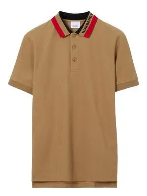 Burberry Collar-stripe Logo Piqué Polo Shirt - Nude