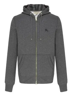 Burberry Logo Zip-up Hooded Jacket - Gray