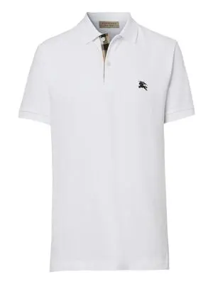 Burberry Cotton Polo Shirt Made Of Plaid Cardigan And Mesh Cloth - White