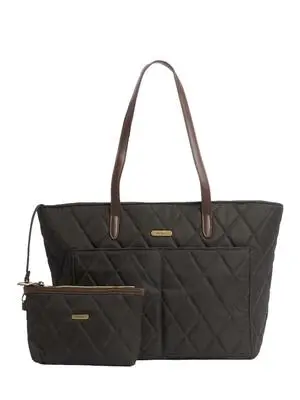 Barbour Logo Patch Quilted Tote Bag - Olive