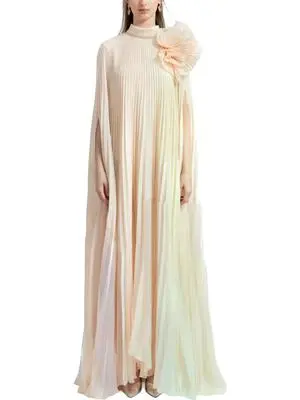 GEMY MAALOUF Embellished Draped Flower Maxi Dress - Neutrals