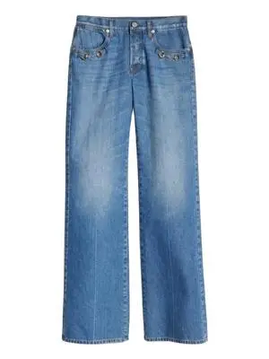 Gucci Bootcut Cotton Denim Pants With Horsebit Detail - Blue