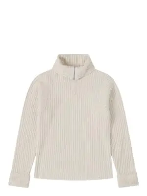 Bottega Veneta Long Sleeve Knit Top With Zip Collar - White