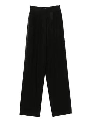 TOM FORD Pleated Wide-leg Trousers With Satin Trim - Black