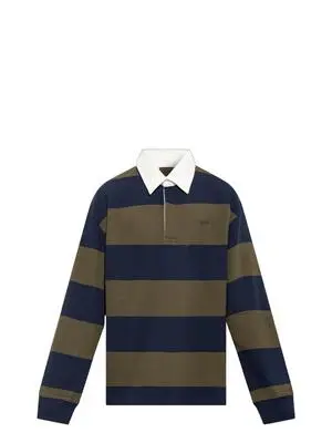 A.p.c. Striped Rugby Shirt With Button Placket - Green