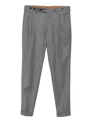 BERWICH Pleated Wool Trousers With Turn-up Hems - Dark Gray