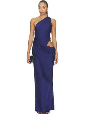 Misha Collection The Isadora Satin Gown - Deep Blue