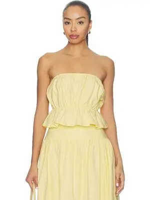 SNDYS. Strapless Ruffled Top - Pollen
