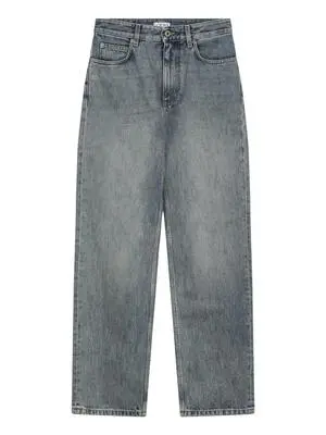 Loewe Anagram Embroidered Washed Cotton Denim Jeans - Blue