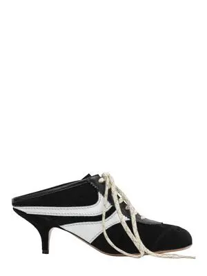 Dries Van Noten And White Suede And Leather Mules - Black