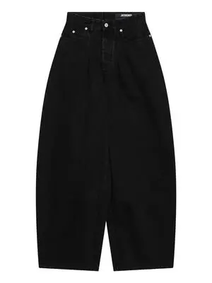 Jacquemus High-waisted Embroidered Denim Jeans - Black