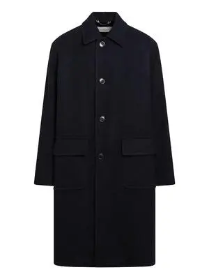 Dries Van Noten Navy Single-breasted Wool Coat - Blue