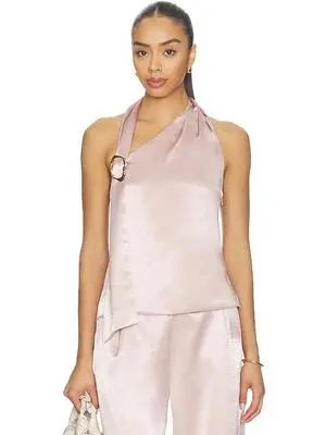 Line & Dot Halterneck Top With Gold-tone Hardware - Mauve