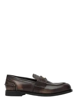 Miu Miu Vintage-effect Leather Loafers - Brown