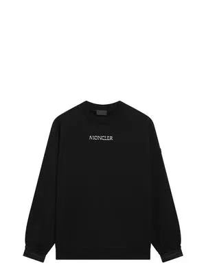 Moncler Cotton Sweatshirt With Embroidered Logo - Black