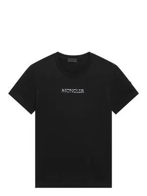 Moncler Moncler Cotton T-Shirt With Embroidered Logo Black