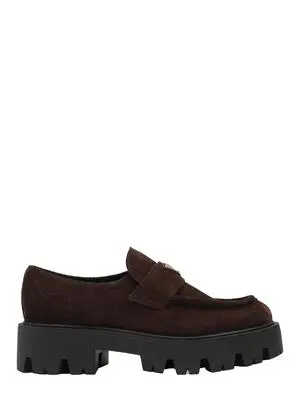 Prada Suede Lug Sole Loafers - Brown