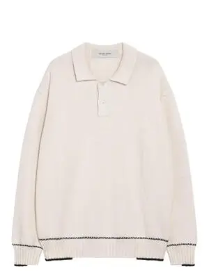 GOLDEN GOOSE Polo Rindley With Logo Print In Cotton Blend, Heritage - White