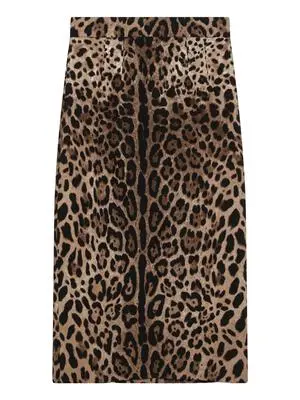 Dolce & Gabbana Leopard Print Cady Skirt - Brown