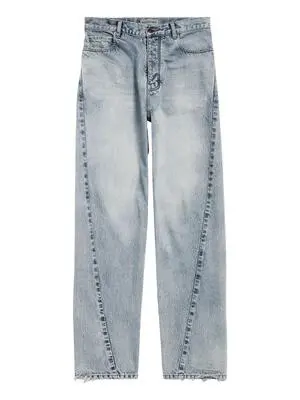 Balenciaga Twisted Seam Jeans In Faded Light Denim - Blue