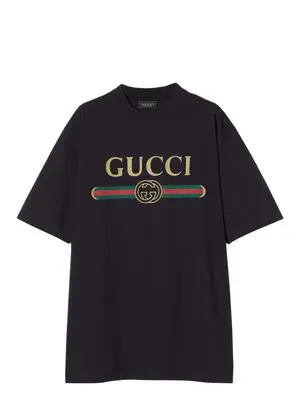 Gucci Logo-print Cotton And Silk Jersey T-shirt - Black