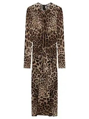 Dolce & Gabbana Leopard-print Viscose Jersey Dress - Brown