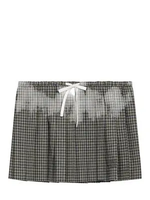Miu Miu Checked Pleated Mini Skirt - Gray