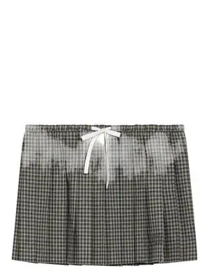 Miu Miu Miu Miu Checked Pleated Mini Skirt Gray