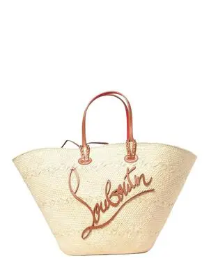 CHRISTIAN LOUBOUTIN Raffia Shoulder Bag - Cream