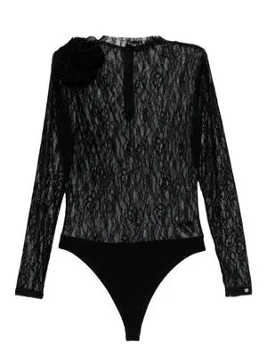 NISSA Bodysuit With Lace And Embellishment - Multicolor