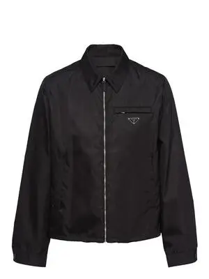 Prada Zip-up Hooded Jacket In Lambskin And Recycled Polyamide - Black
