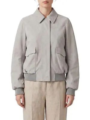 Loewe Grey Ovine Leather Bomber Jacket - Gray